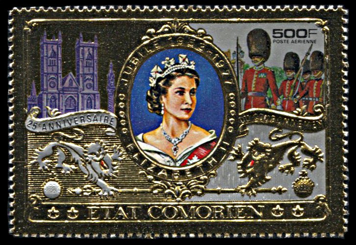 Comoro Islands Michel 360, MNH, Elizabeth II Coronation gold foil ...