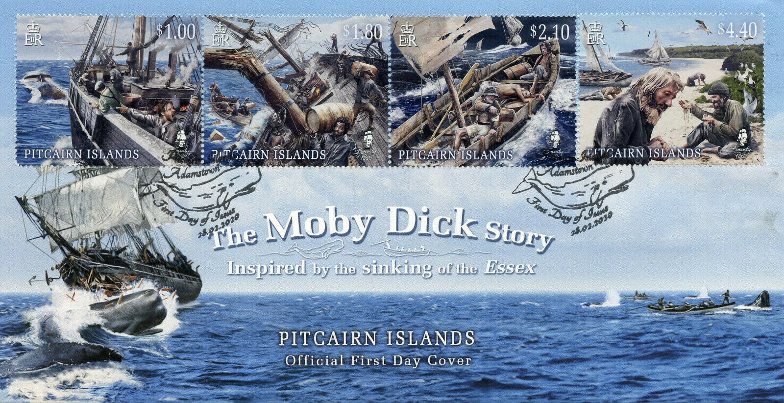 Pitcairn Isl Ships Stamps 2020 FDC Moby Dick Story Sinking Essex Whales ...
