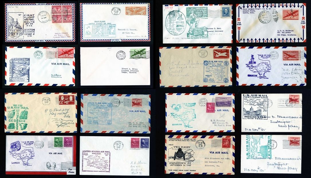Lot of 16 different First Flight covers dated 1933 to 1948 | United ...