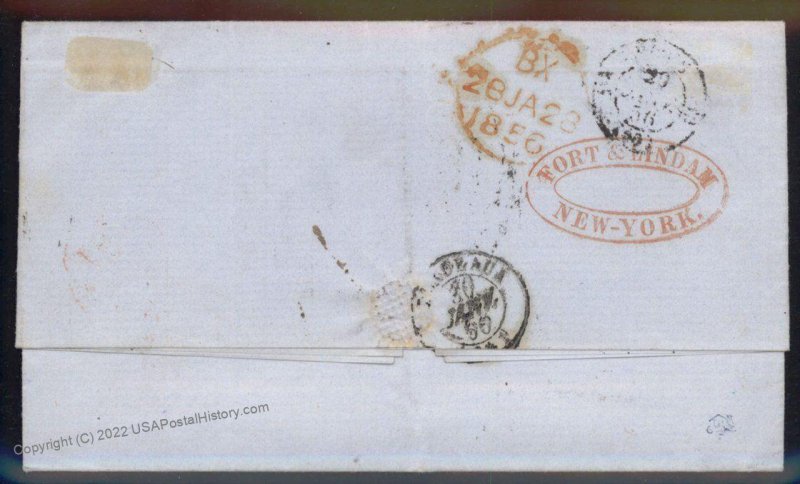 USA 1836 Havana NY Forwarding Agent Fort Lindam England Cover Ship ...