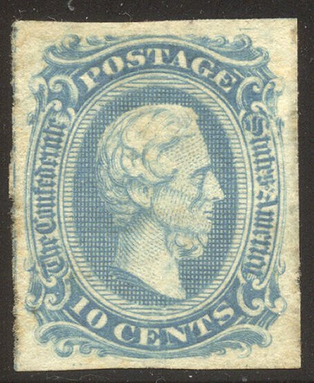 CSA #10a SCARCE Mint w/ Cert - 1863 10c Milky Blue w/ Frameline ...