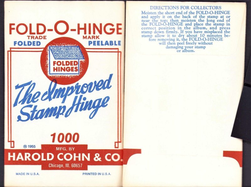 1 Pack of Fold-O-Hinge the Improved Stamp Hinge Folded 1000 Sealed ...