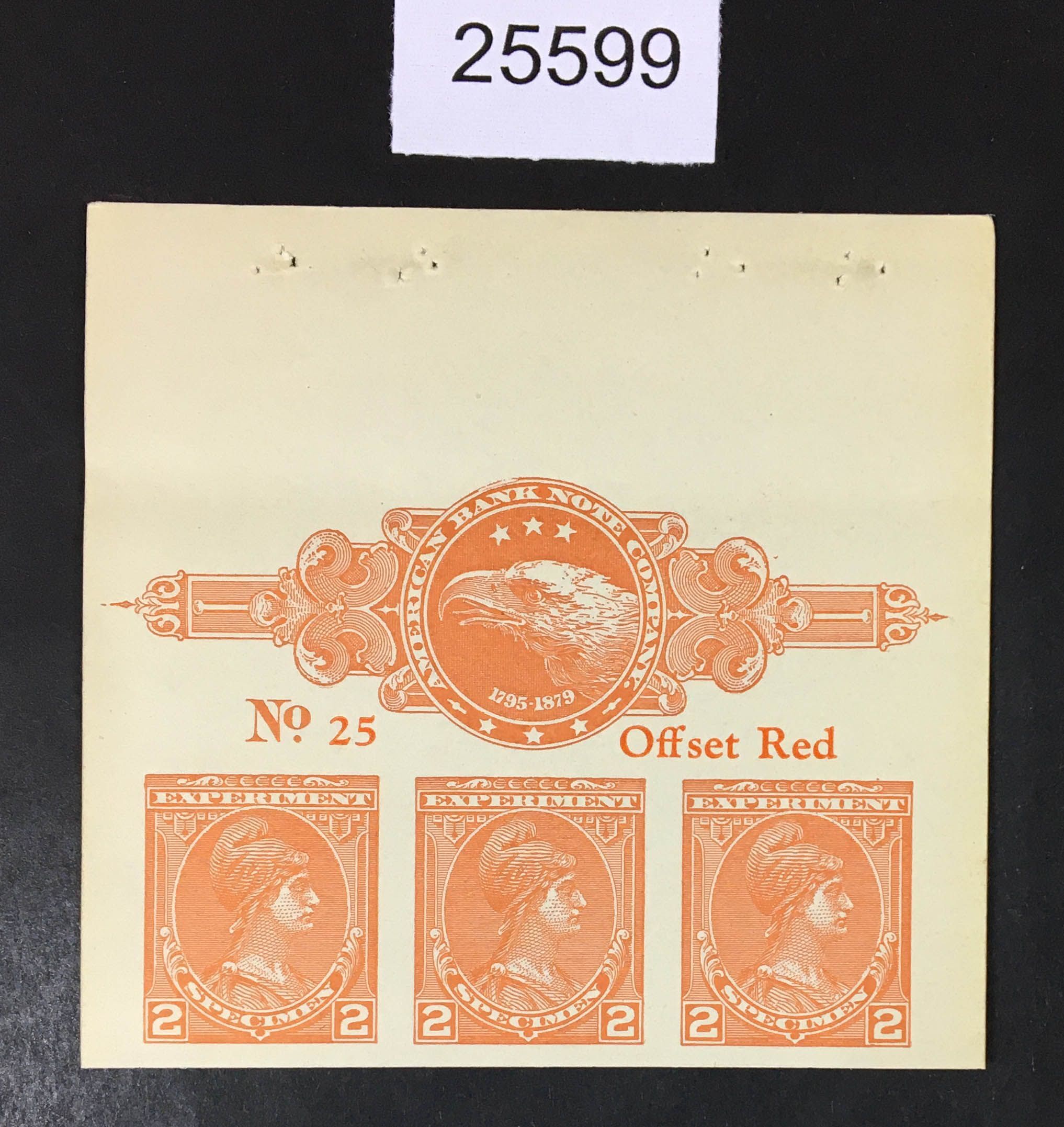 US Stamps # American Bank Note Essay Mint OG NH EST. $125 LOT #25599 ...