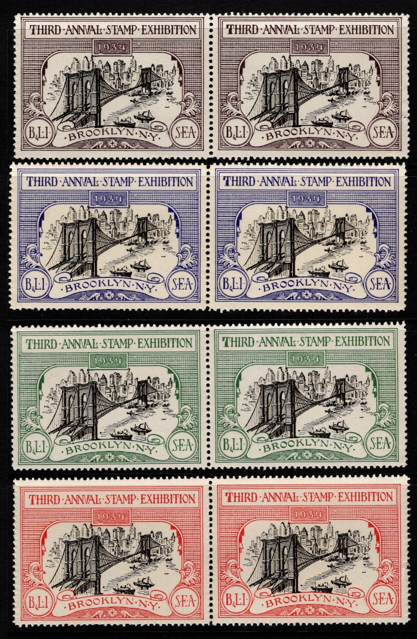 1934 US Cinderella Third Annual Stamp Exhibition Brooklyn New York Set ...