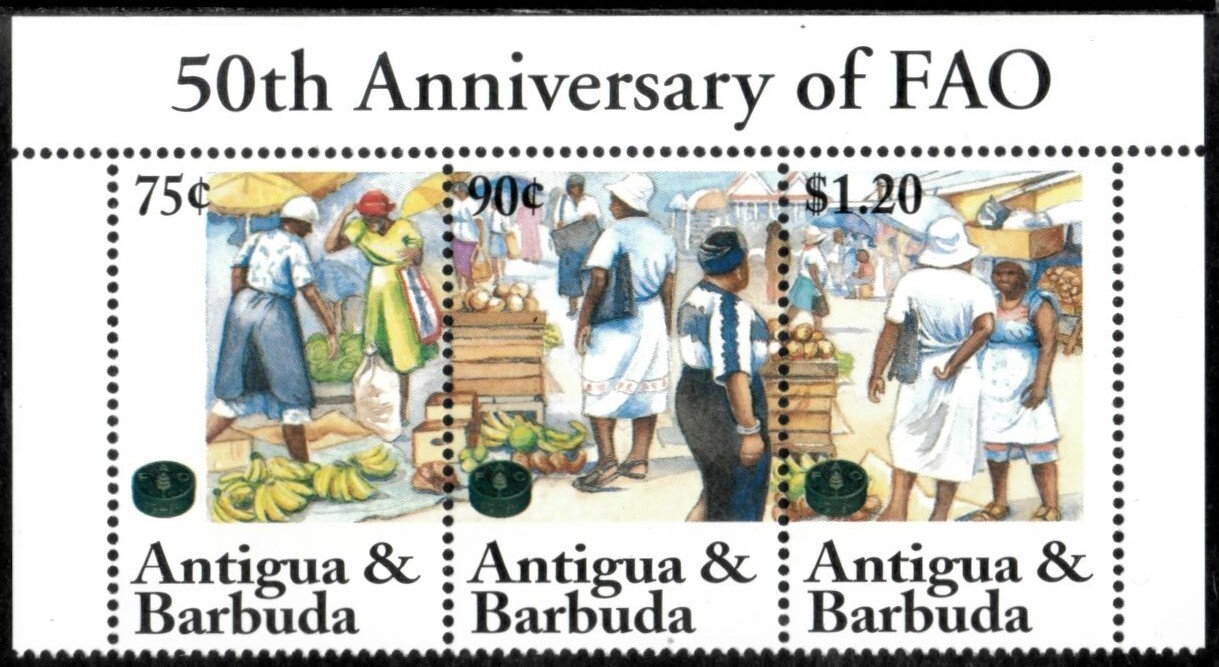 Antigua 1995 - FAO United Nations - Strip of 3 Stamps - Scott #1905 ...