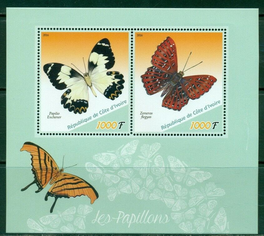 2016 MS Butterflies 2 values Insects 400112 | United States, Stamp ...