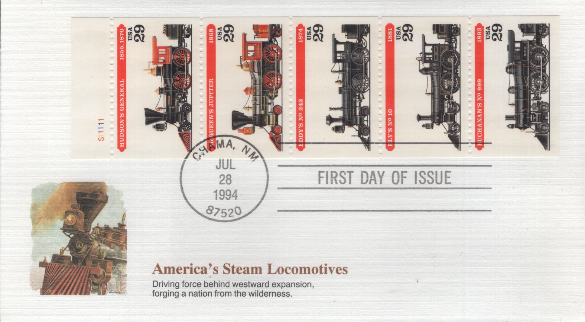 US, 2843-47, Americas Steam Locomotives, Fdc, Fleetwood Cachet | United ...
