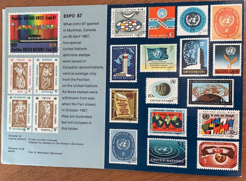 United Nations MNH #164-66 #168-9 #175-80 1967 Souvenir Folder 12 ...