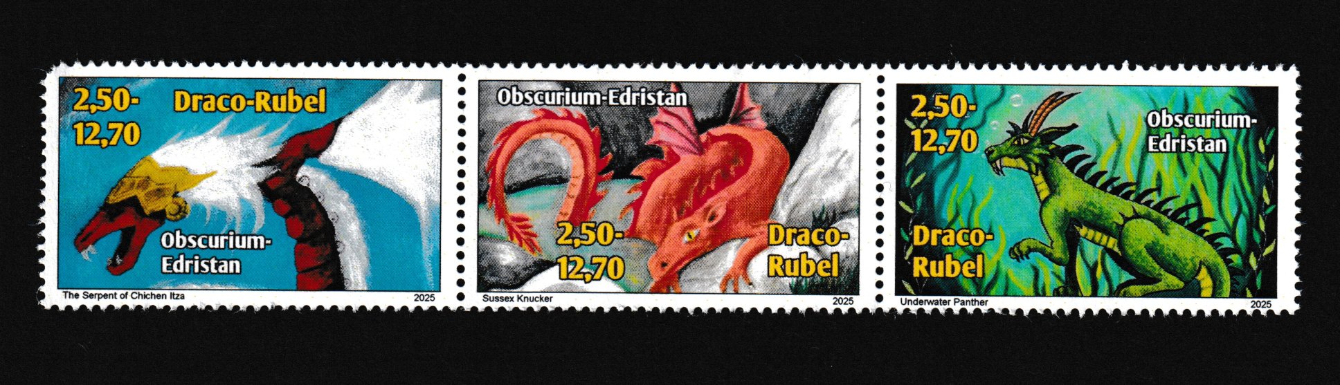 OBSCURIUM, Micronation - 2025 - Art Exhibition - Perf 3v - Mint Never ...