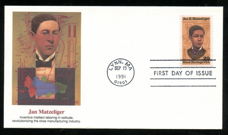US 2567 Black Heritage - Jan E. Matzeliger UA Fleetwood cachet FDC ...