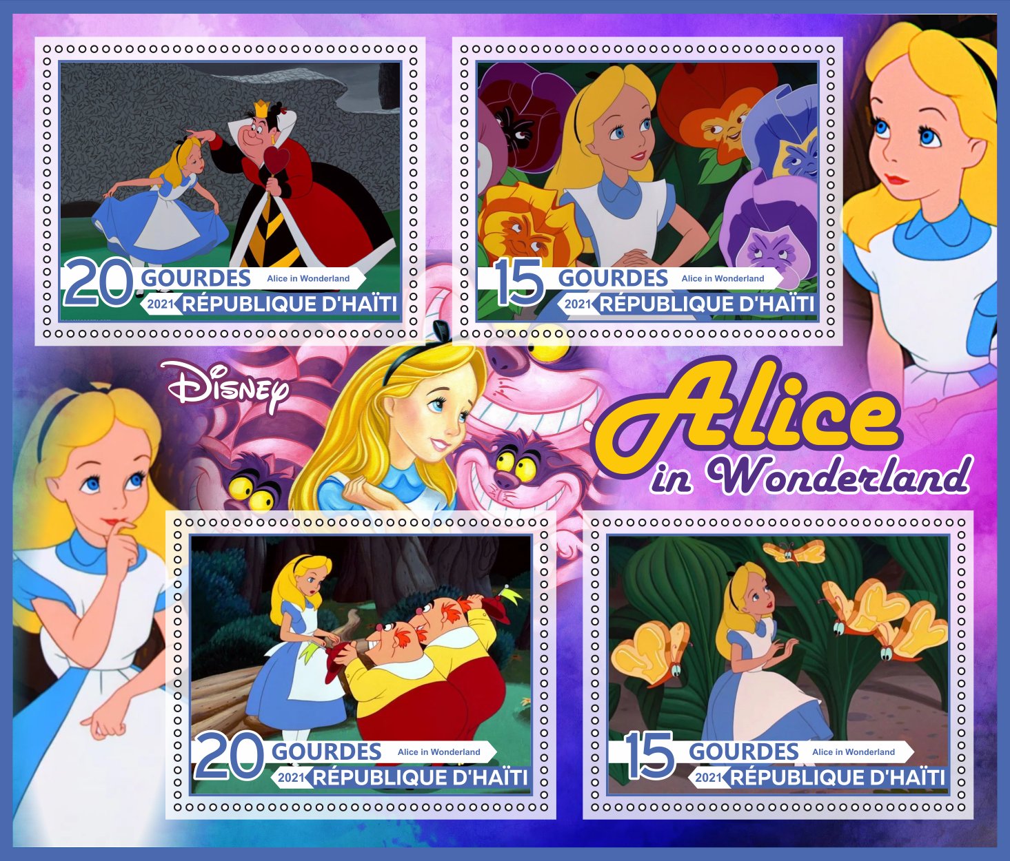 Stamps.Disney ,Alice in Wonderland Haiti 1+1 sheets 2022 year NEW ...