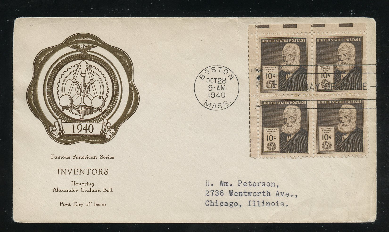 US 893 M=10A Alexander Bell Famous American Rice cachet FDC ADDR ...