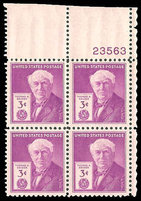 PCBstamps US # 945 PB 12c(4x3c) Thomas A. Edison, MNH (PB-2) | United ...