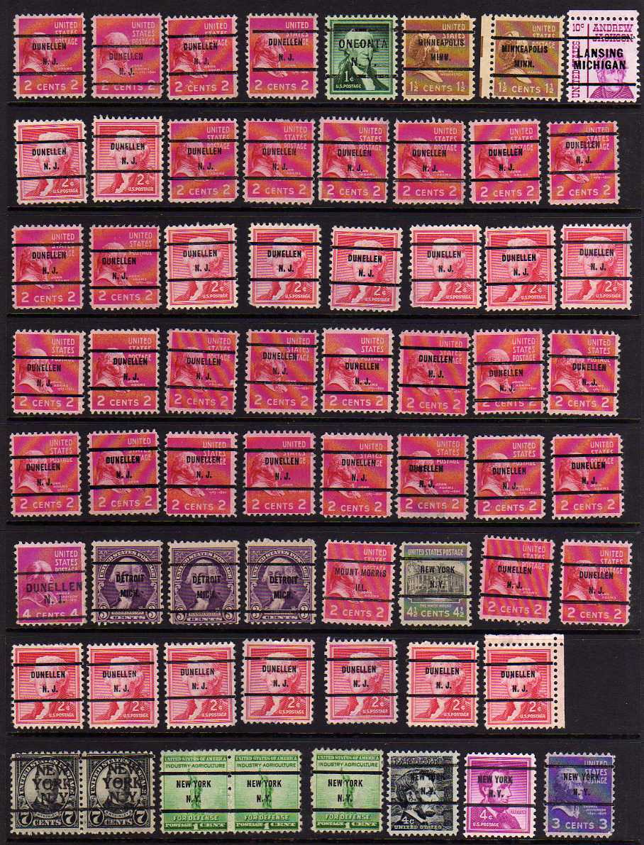 US #720 // 1286a ENTIRE PAGE of PRECANCELS, more modern seldom seen ...