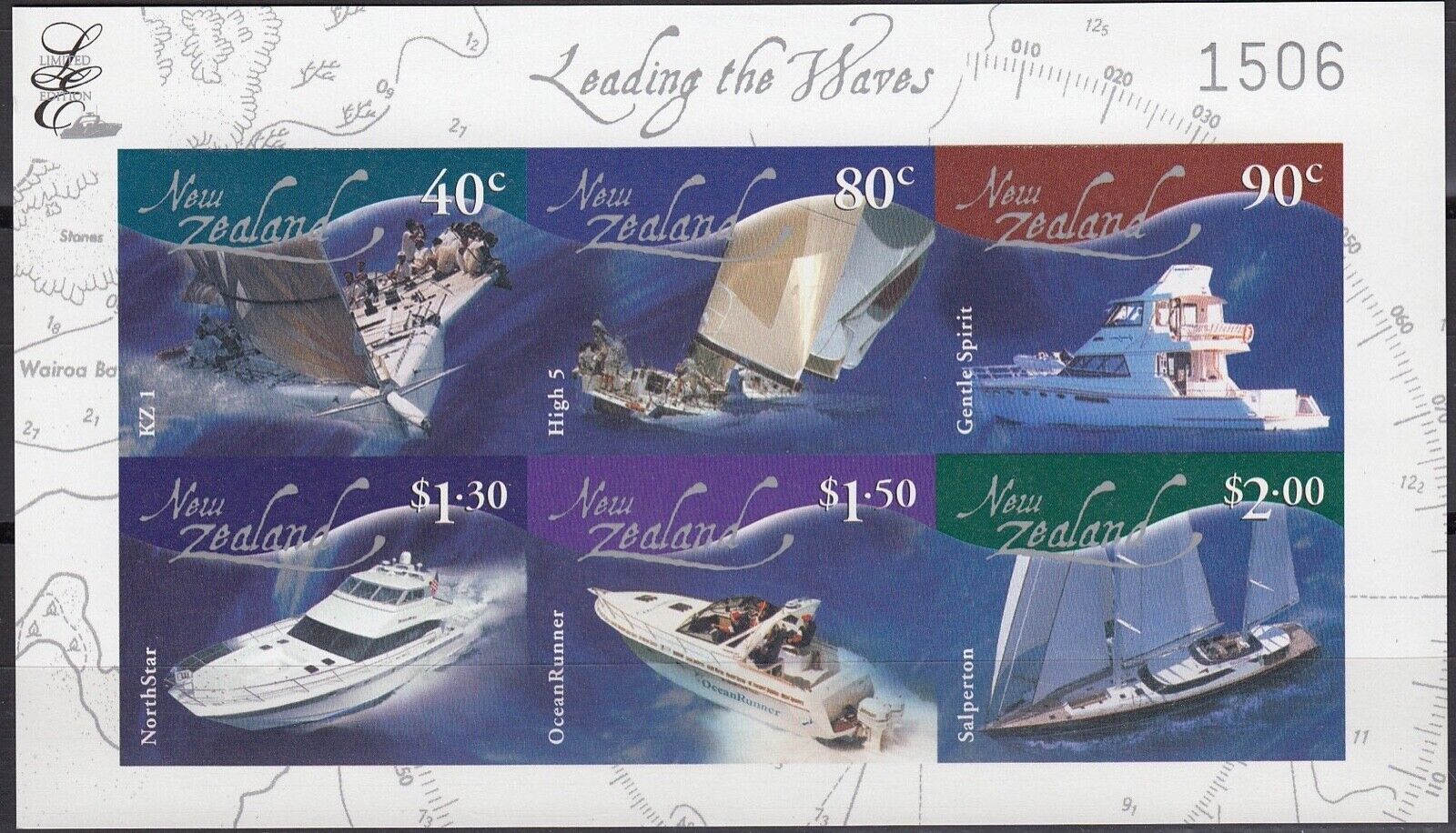 NEW ZEALAND 2002 Leading the Waves, Limited Edition IMPERFORATE M/S MNH ...