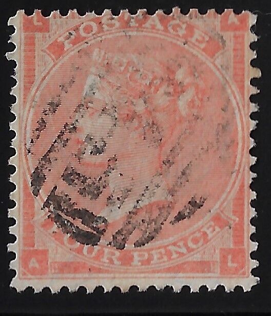 GB SG82/Sc34a. QV 1862, 4d pale red w/ hair lines, Type B, plate 4, wmk ...