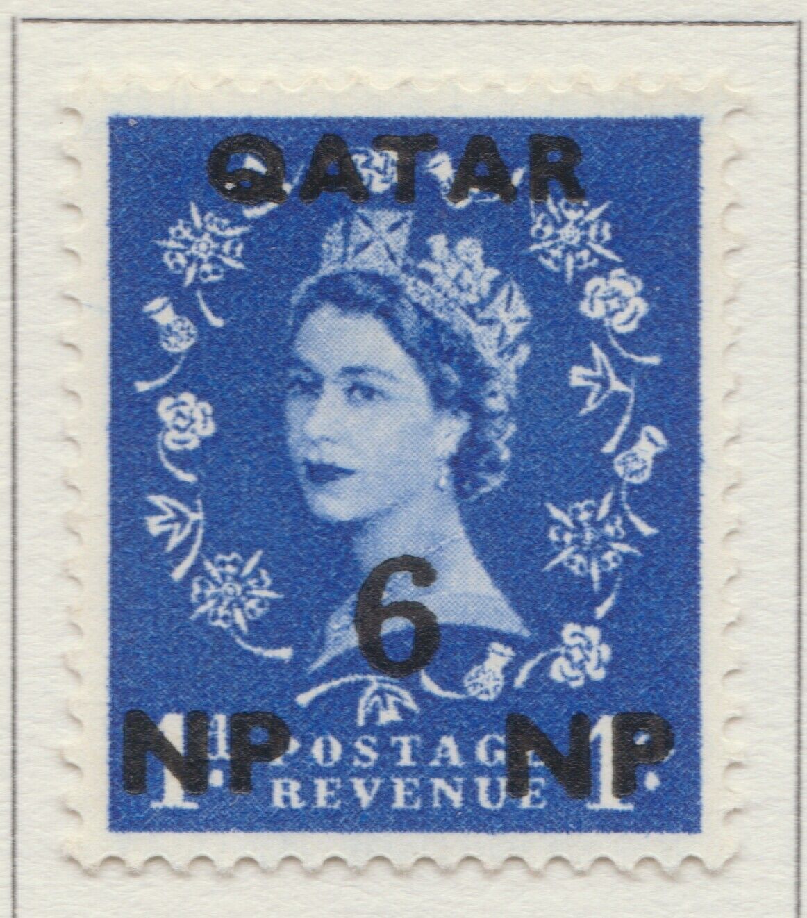 1960 QATAR WMK MULT CROWN 6n.p. On 1d MH* Stamp A4P10F39428- | Middle ...