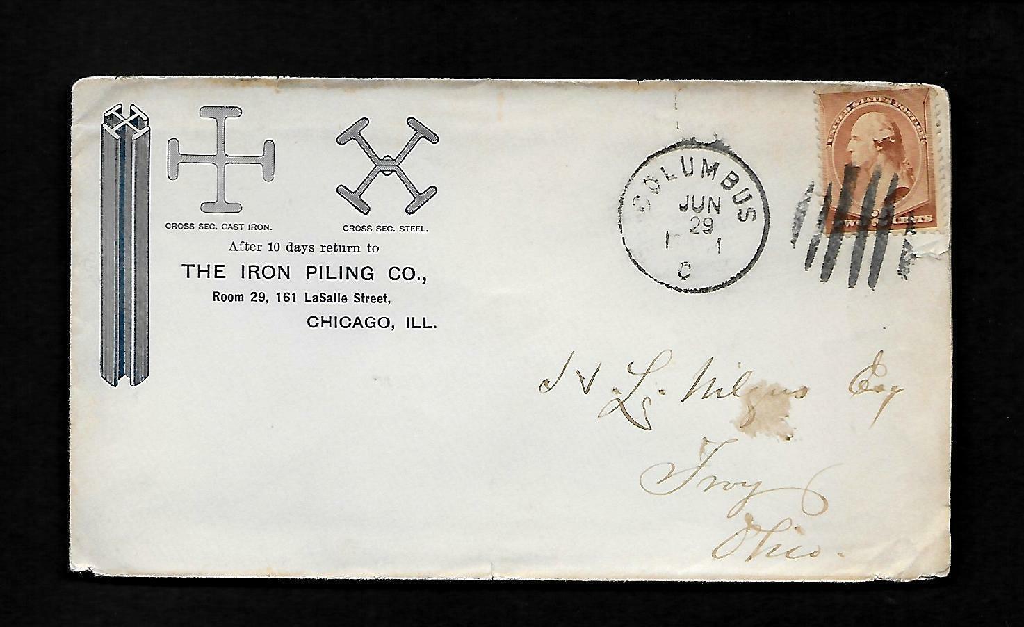 PH44 Chicago, Ill. Advertisement The Iron Piling 1880s Bank Note 2 cent ...