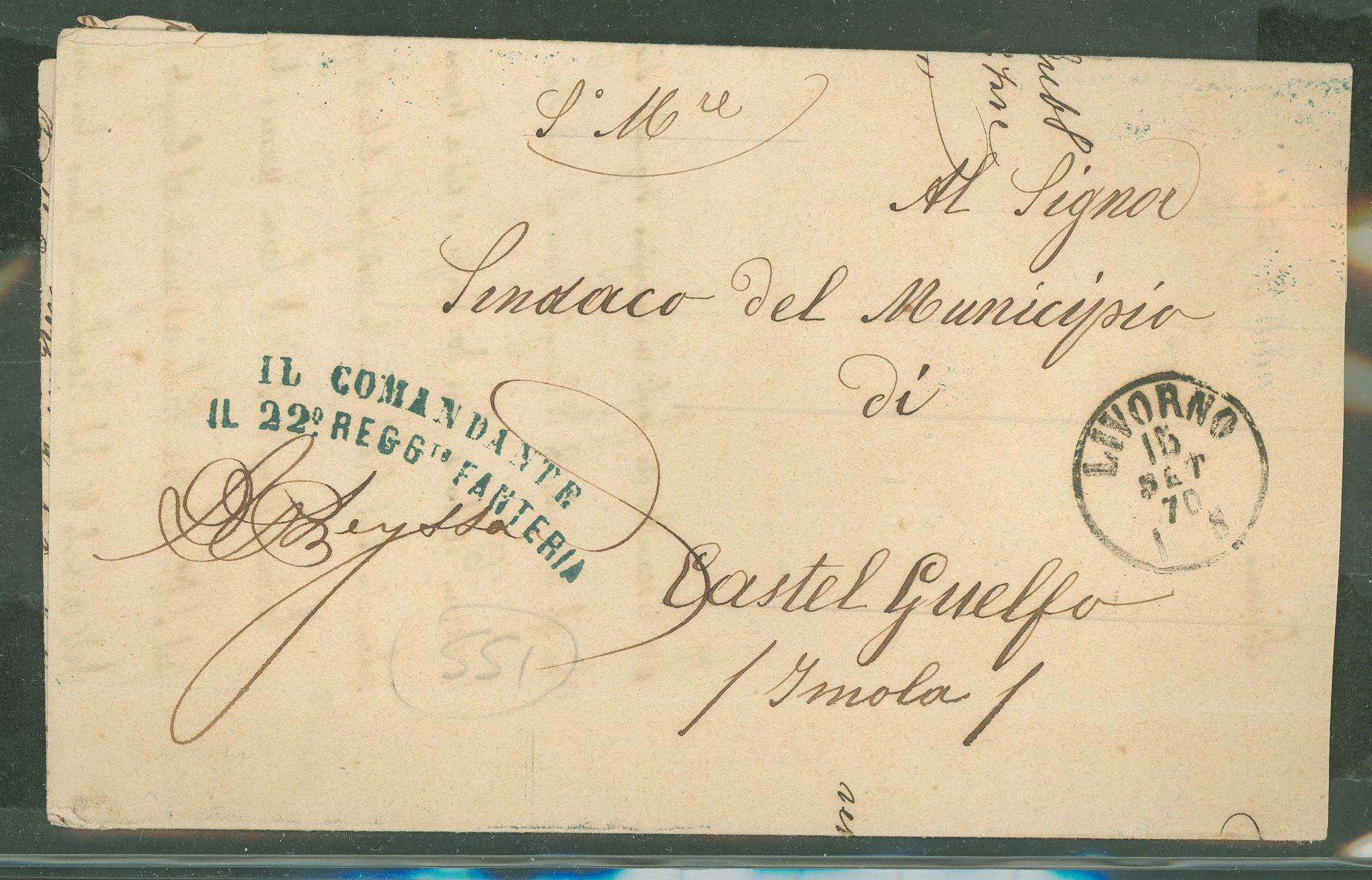 Italy Military cover from Commander, 22nd regiment Fanteria - Official ...