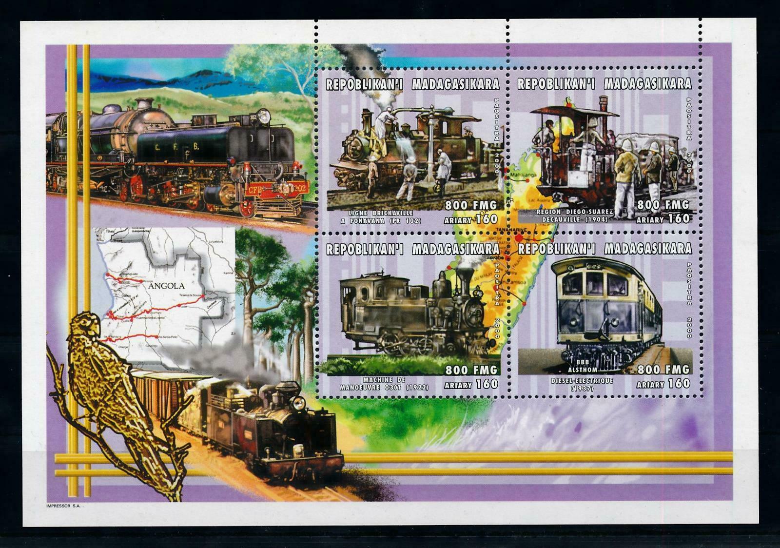 [100701] Madagascar 2000 Railway Train Eisenbahn Sheet MNH / HipStamp