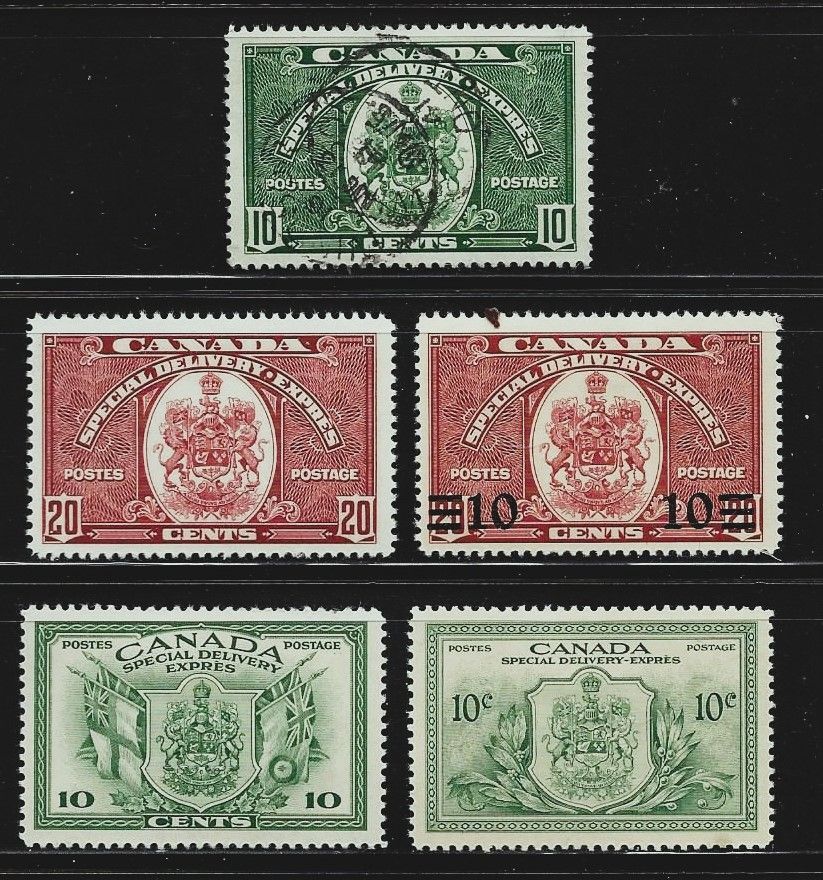 Canada E7 thru 11 OG (E7 used) | United States, Special Delivery Stamp ...