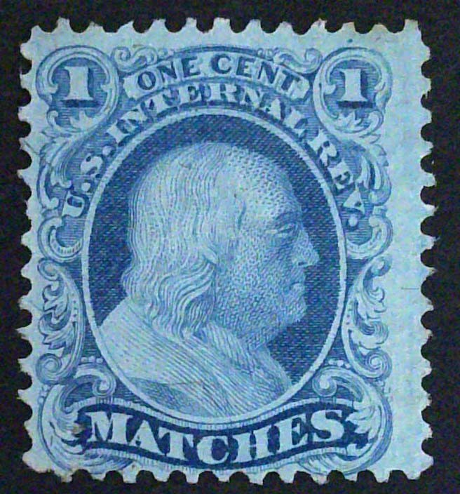 Scott#RO132b - 1c Blue - Silk Paper - Matches | United States, Revenues ...