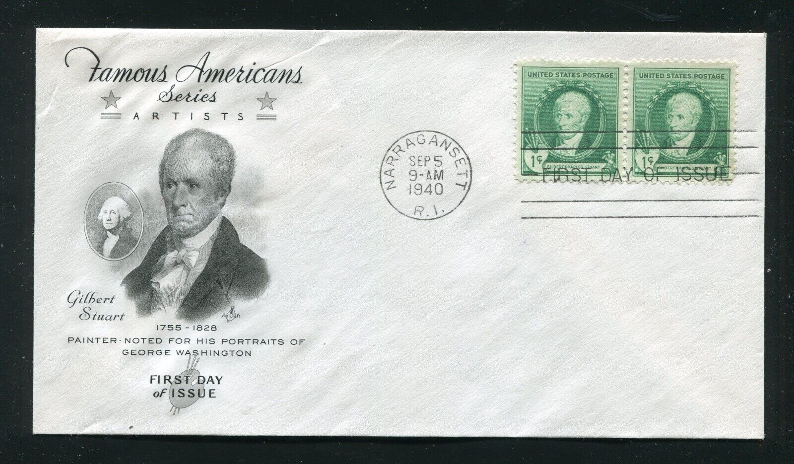 884 Gilbert Stuart Art Craft First Day Cover 1940 FDC | United States ...