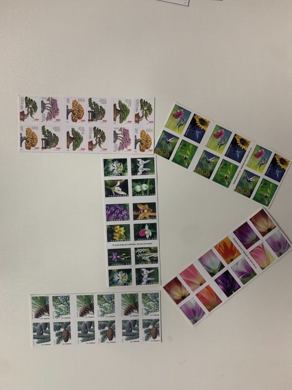 Forever stamps flower series mixed 5 sheets, total 100pcs, options ...