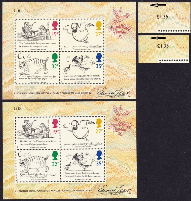 Great Britain Edward Lear 2 MSs Colour Varieties 1988 MNH SC#1229a SG# ...