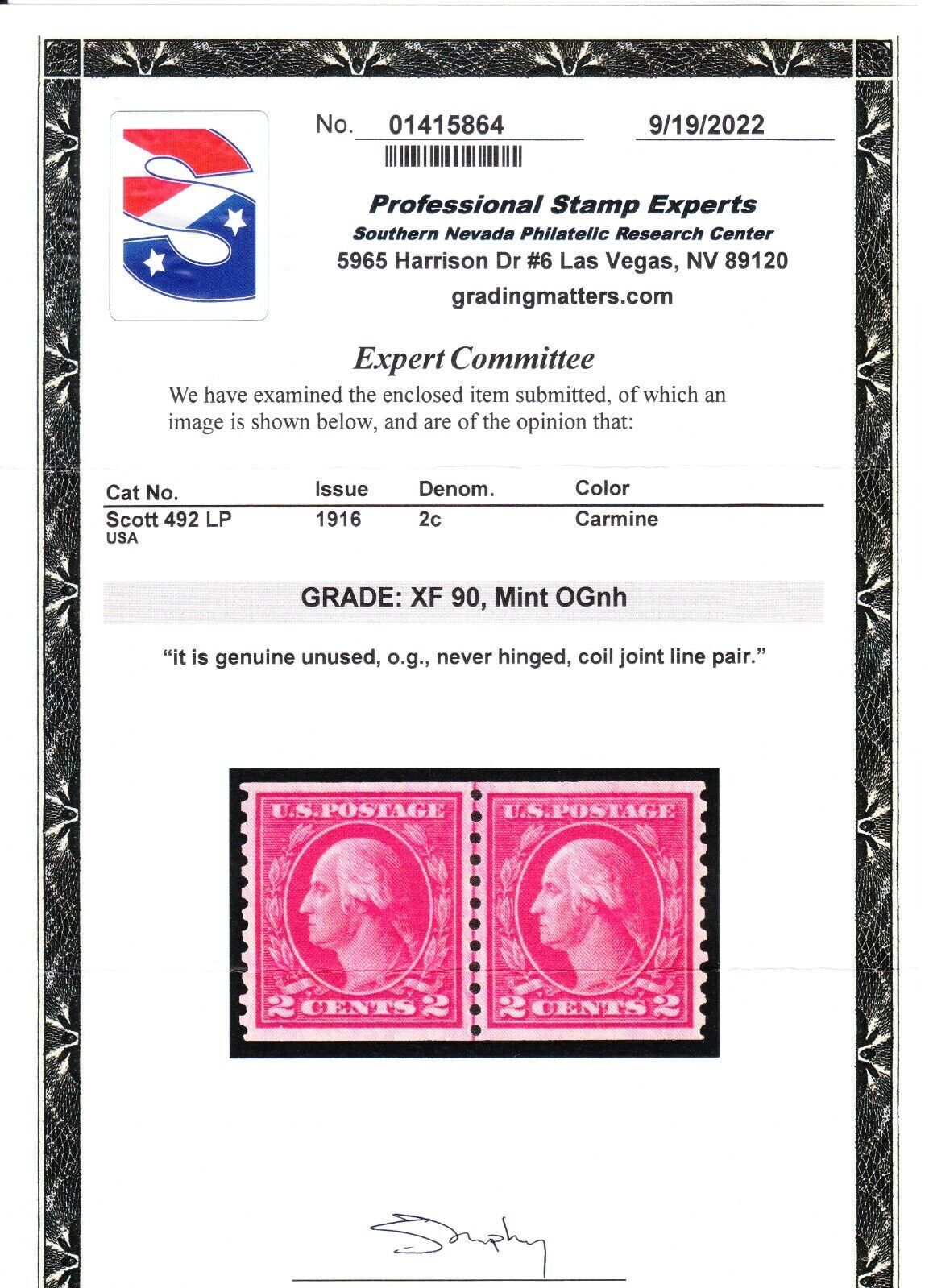 MOstamps - US #492 Mint OG NH LP Grade 90 with PSE Cert - Lot # MO-3818 ...
