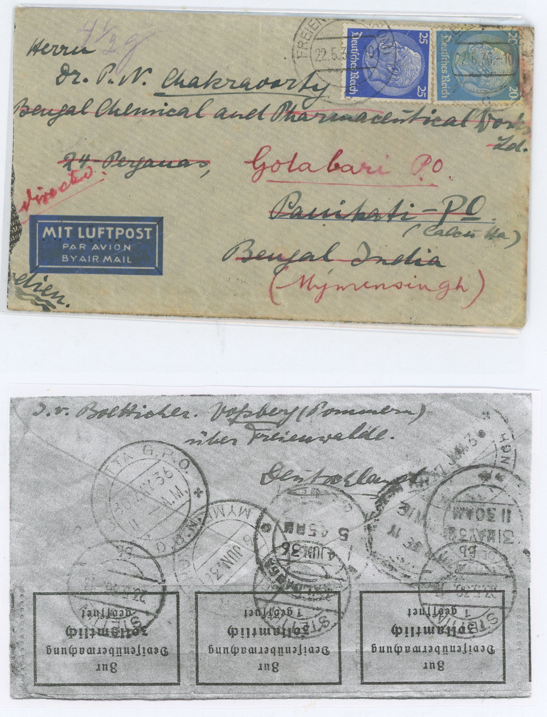 US 424/425 20pf + 25pf Hindenburg "Medallion" definitives Franking this ...