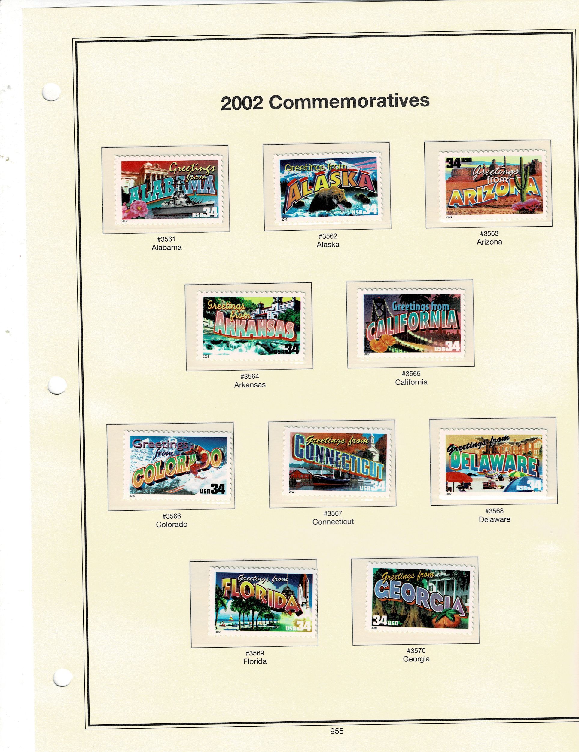 State Greetings 34c US Postage Single Set of 50 stamps mounted #3561 ...