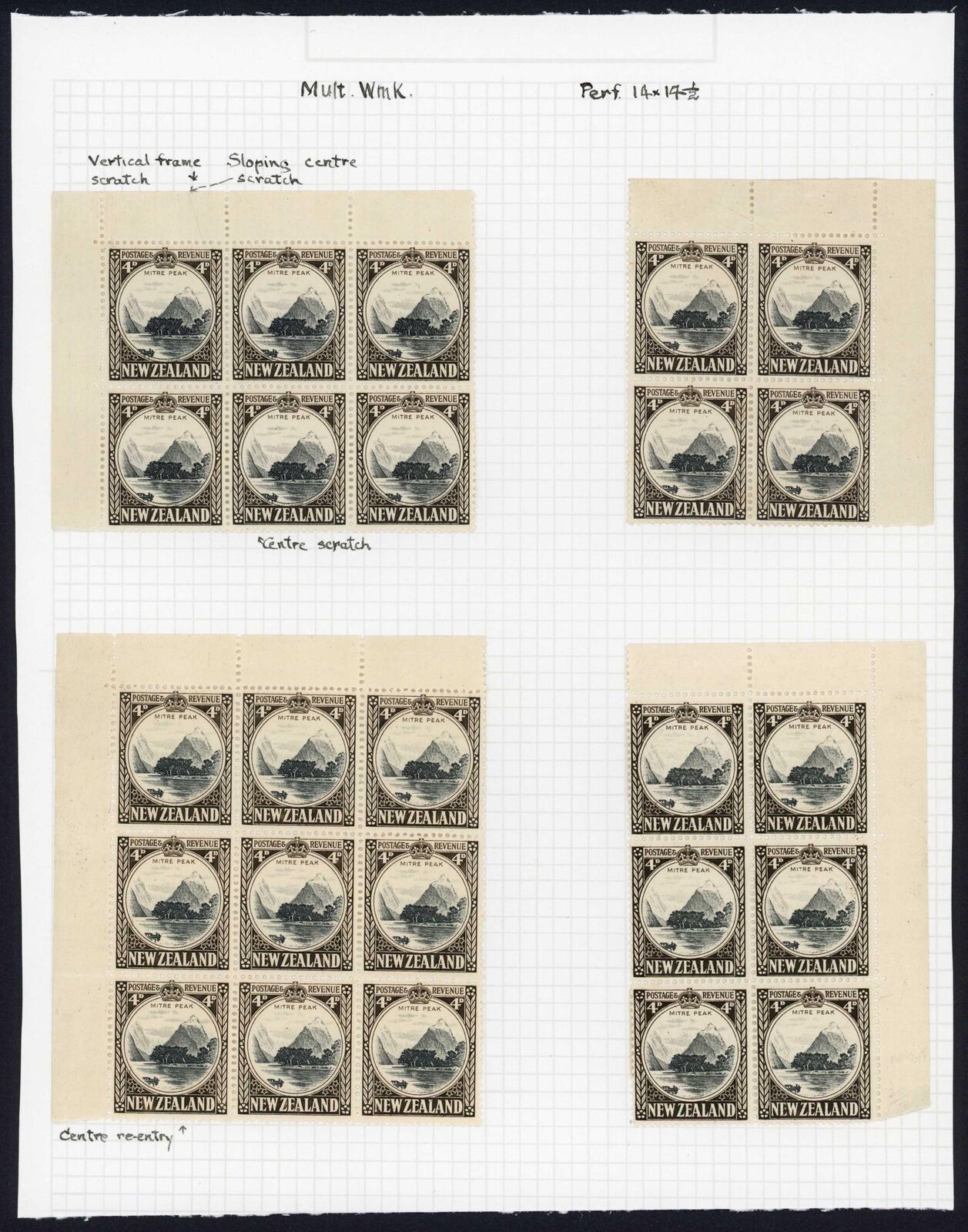 New Zealand SG583d 4d Perf 14 x 14.5 Mult Wmk Page of Varieties M/M ...