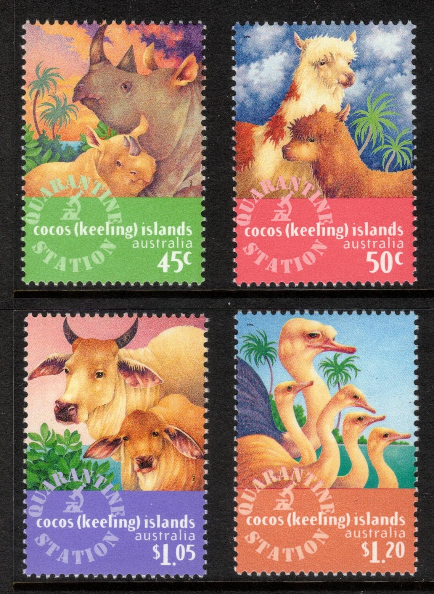 COCOS (KEELING) ISLANDS 1996 Imported Animals; Scott 319-22; MNH ...