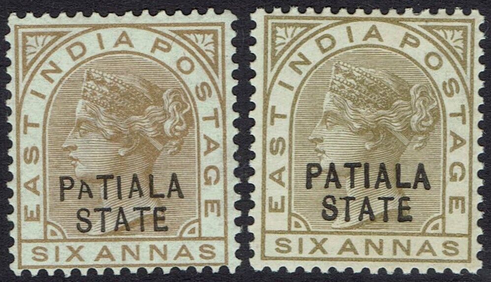 Patiala State 1891 QV 6a Both Shades | Asia - India, Stamp / HipStamp