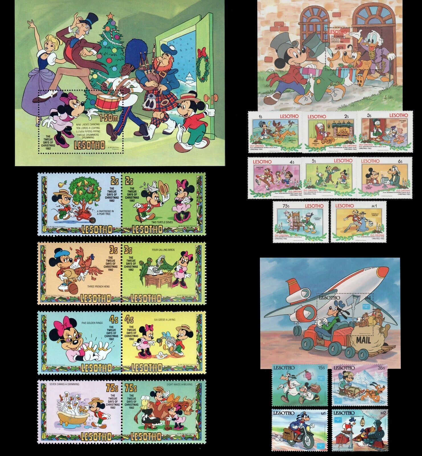Disney Postage Stamp LOT. 6 Mint Complete Sets With Souvenir Sheets ...