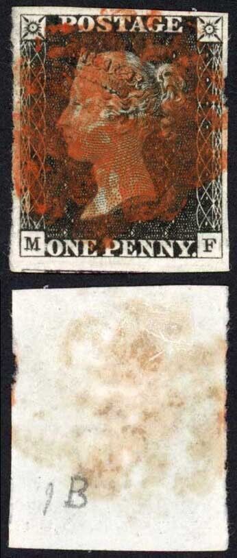 Penny Black (MF) Plate 1b Four Margin (Close at right) | Worldwide ...