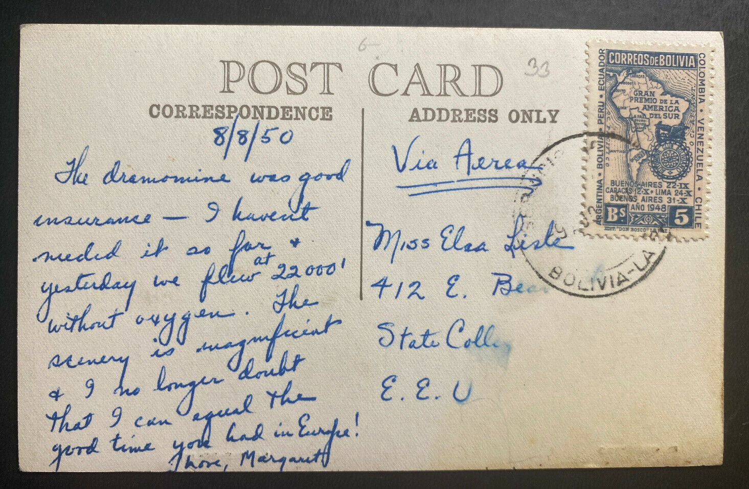 1950 La Paz Bolivia RPPC Real Picture postcard Cover To USA The ...