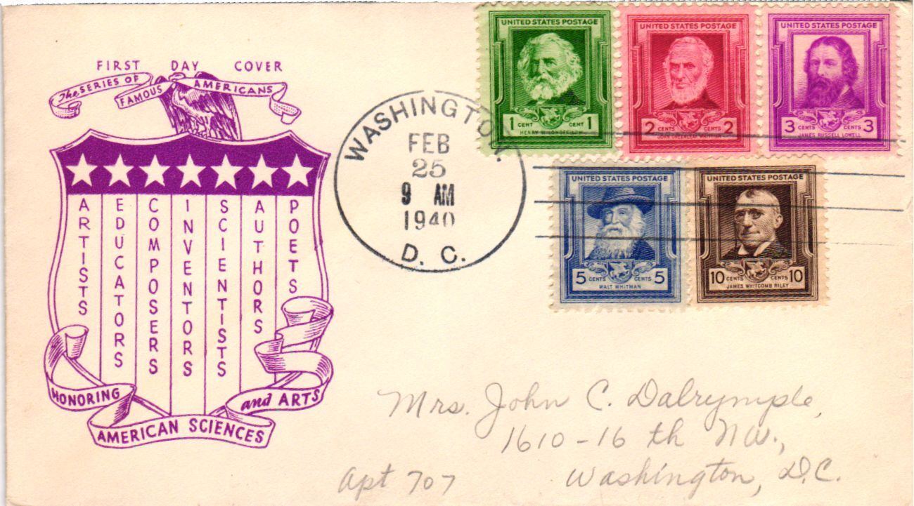 #864-868 Arts and Sciences – Fidelity Stamp Cachet – Famous Americans ...