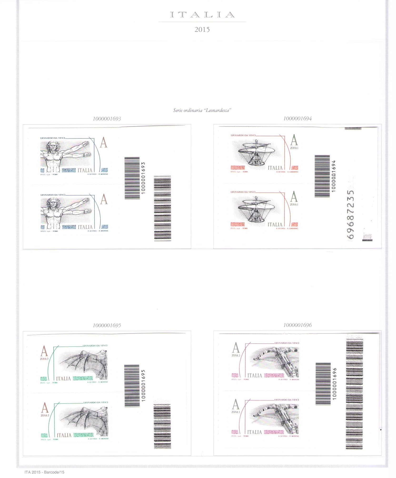 2015 Italian Republic Barcodes Complete Vintage 78 Values + 2 Sheets ...