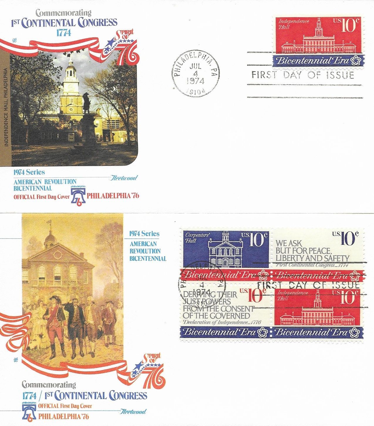 1974 FDC, #1532-1535, 1535a, 10c American Revolution Centennial ...