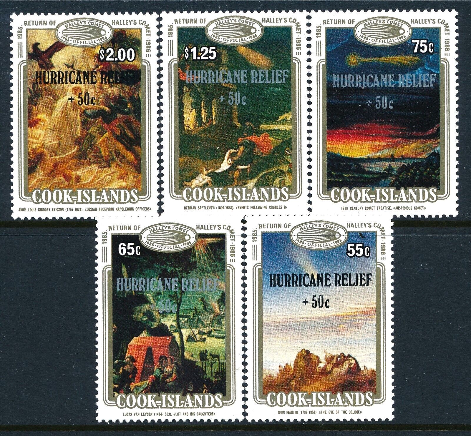 Cook Island 1987 Overprint HURRICANE RELIEF (11v, 3 Sets Cpt) MNH CV$30 ...