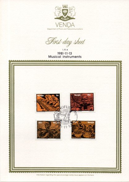 Venda - 1981 Musical Instruments FDS SG 51-54 | Africa - South Africa ...