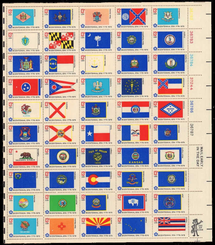 US Stamp 1976 State Flags Sheet of 50 Stamps Scott #1633-82 | United ...