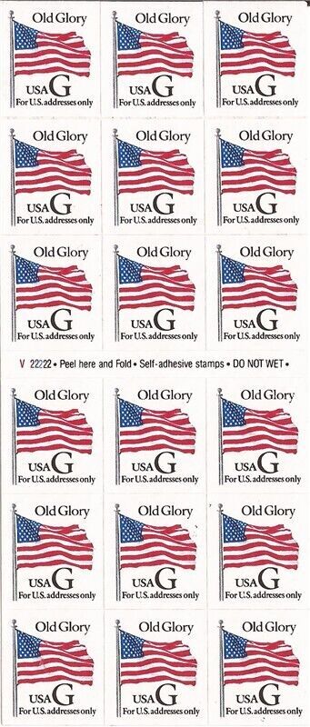 US Stamp - 1994 G Rate Old Glory - Booklet Pane of 18 Stamps #2886a ...