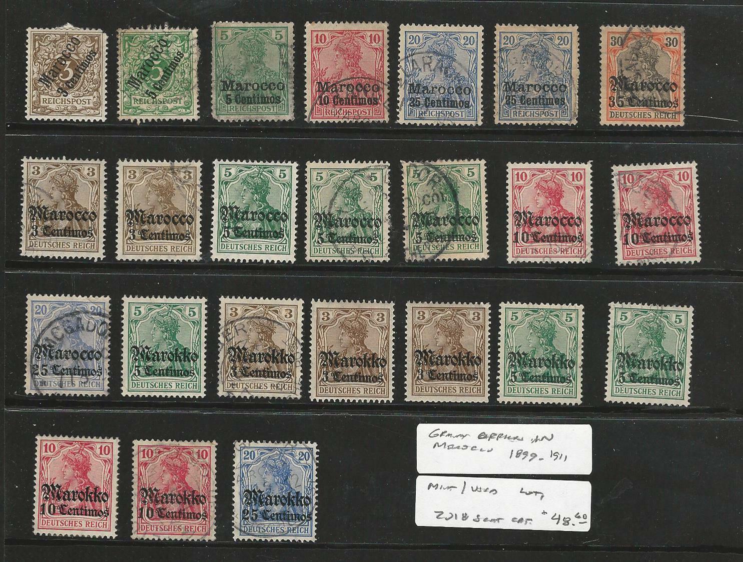 Germany Offices Morocco Postage Stamp, #27//49 Mint & Used, 1899-1911 ...