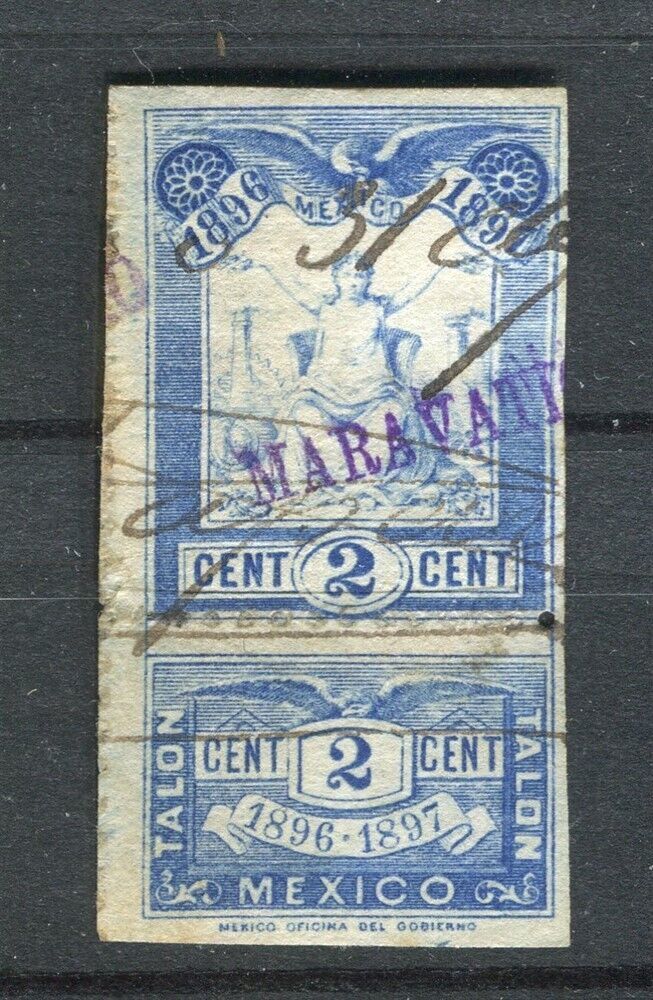 MEXICO; 1896 early classic Revenue issue finely cancelled 2c. value ...