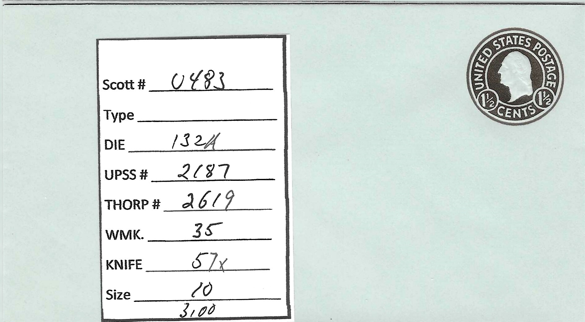 Scott# U483 Die132 UPSS#2187 US envelope. | United States, Postal ...