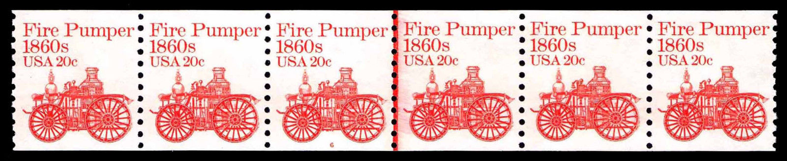 US.1908 Fire Pumper Plate #6 Strip of 6 With Line Pair - Ognh - VF (Esp ...