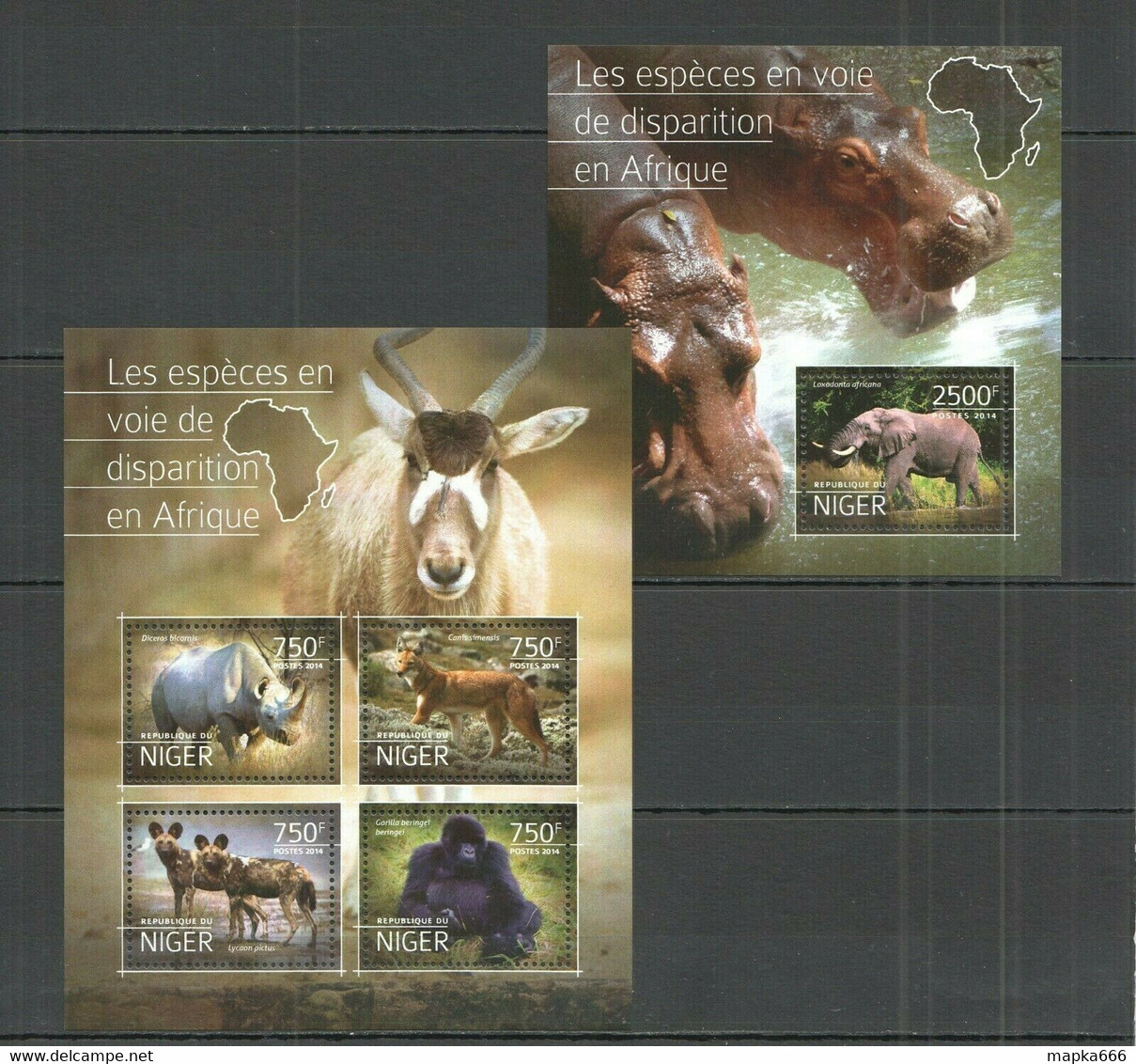 2014 Niger Fauna Wild Animals Endangered Species In Africa 1Kb+1Bl ** St2716 | Africa - Niger ...